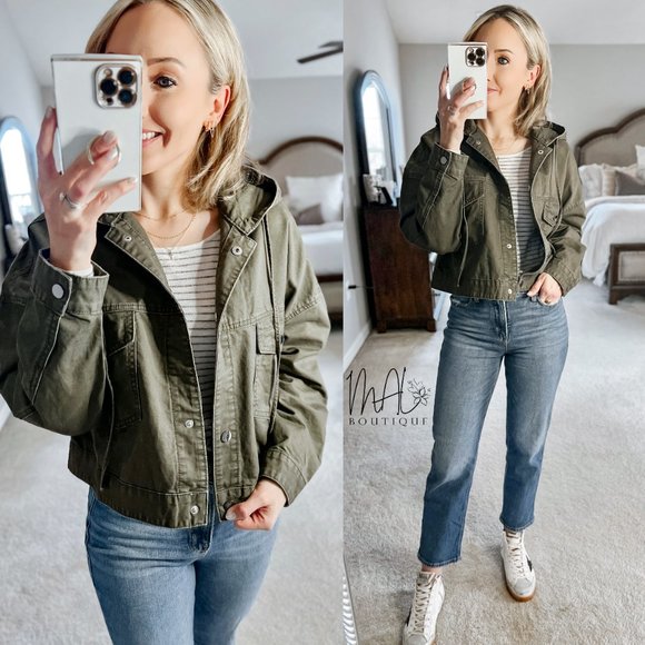 Jackets & Coats | Everly Cropped Green Denim Jacket | Poshmark
